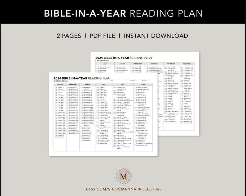 2024 Chronologischer Bibel-In-Jahres-Leseplan, Bibelleseplan, Jahres-Bibelleseplan, 366 Tage ...