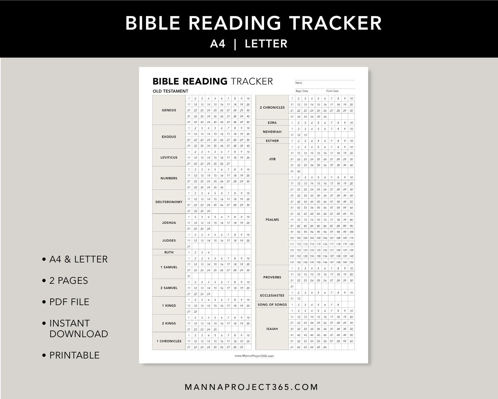 Bible Reading Tracker Bible in a Year Bible Study Planner | Etsy
