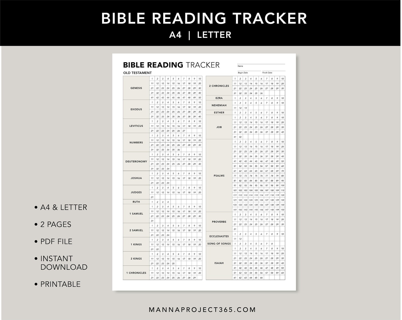 Bible Reading Tracker Bible in a Year Bible Study Planner - Etsy