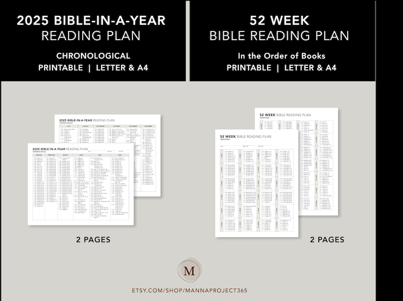 2025 Chronological Bible-in-a-year Reading Plan & Traditional 52 Week ...