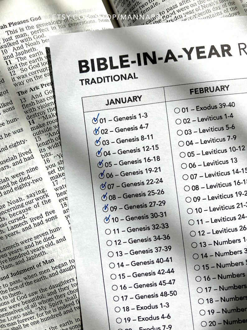 Traditional Bible-in-a-year Reading Plan, in the Order of Books, One ...