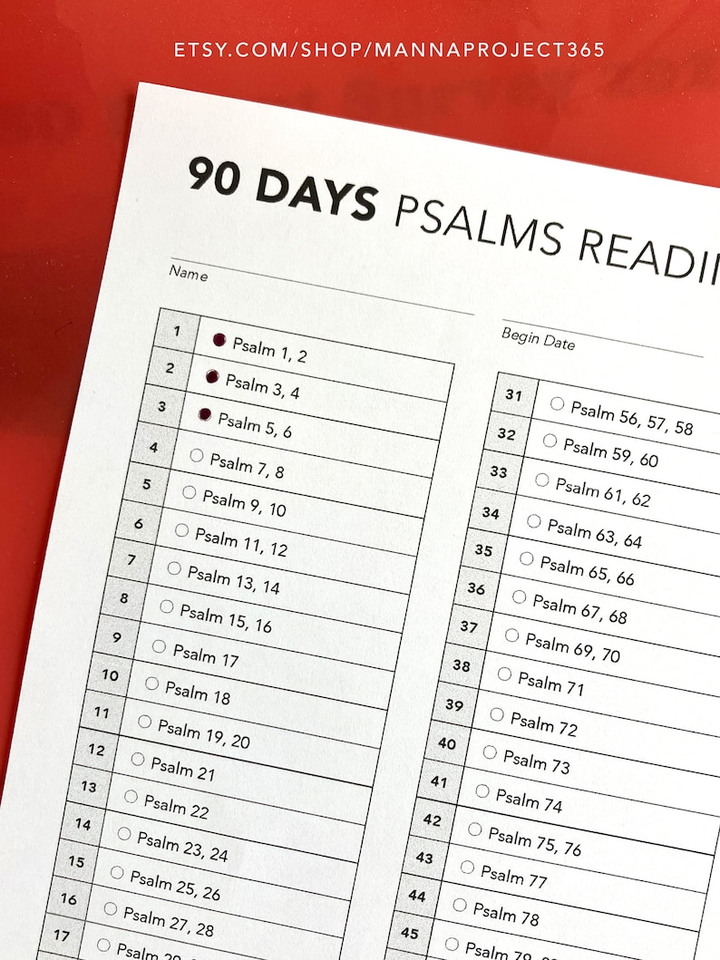 90 Days Psalms Reading Plan, Psalms in 90 Days, 3 Month Psalms Reading ...