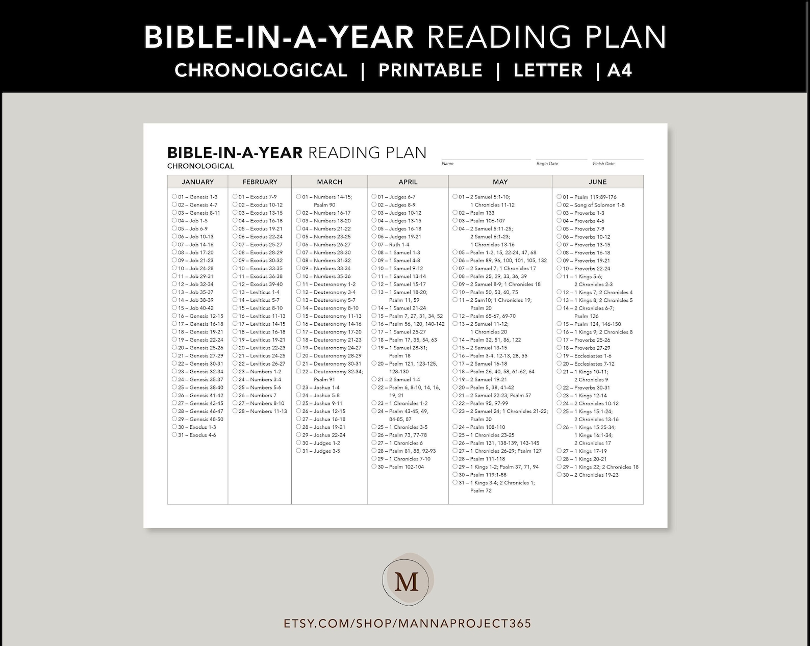 Chronological Bible-in-a-year Reading Plan, Bible Reading Plan, One ...