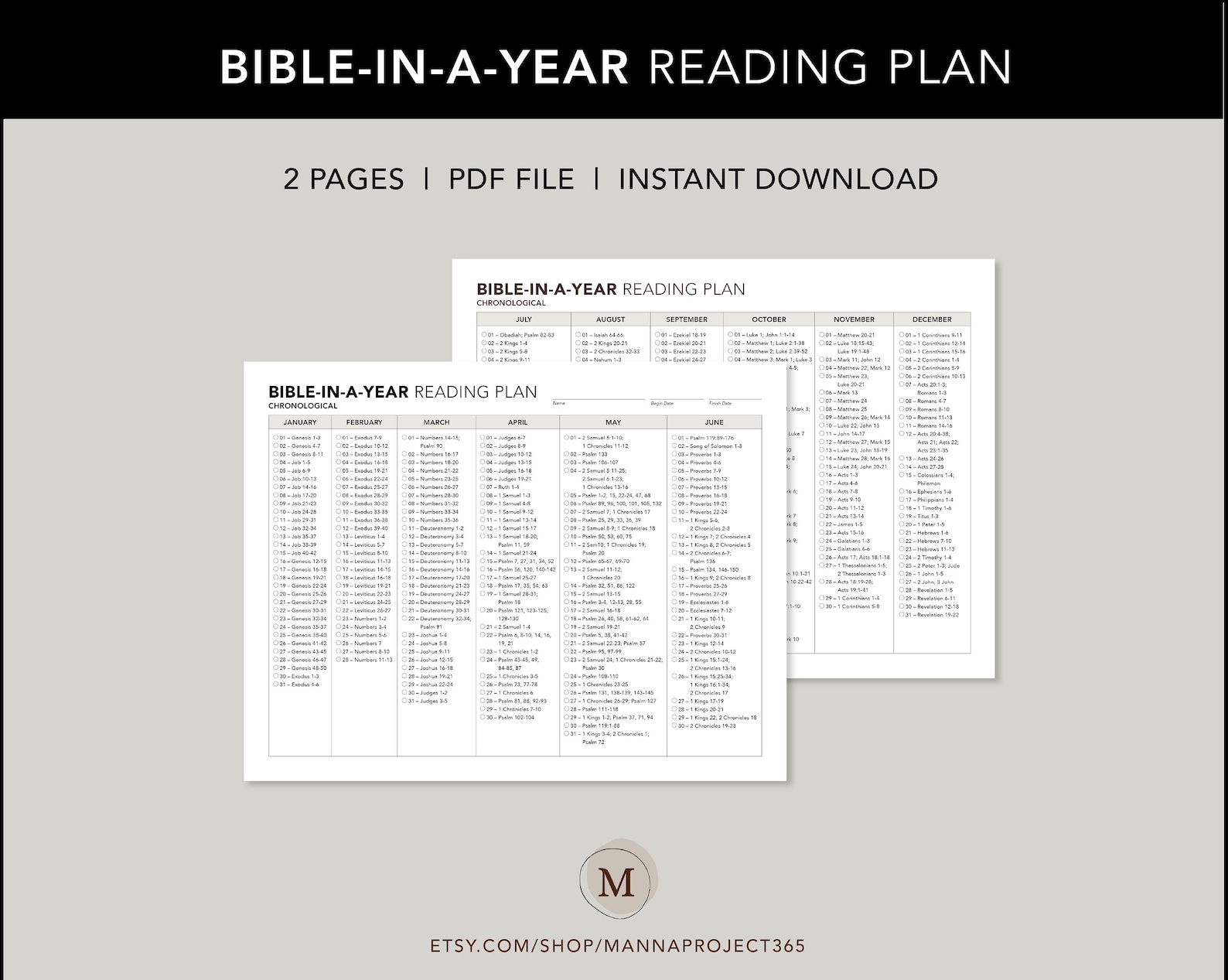 Chronological Bible-in-a-year Reading Plan, Bible Reading Plan, One ...