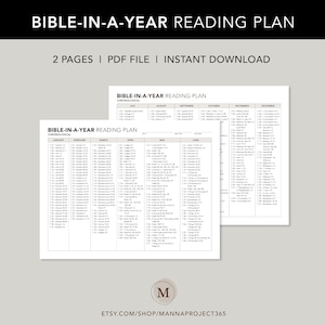 Chronological Bible-in-a-year Reading Plan, Bible Reading Plan, One ...