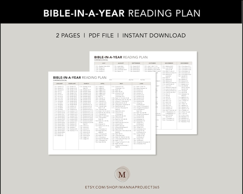 Chronological Bible-in-a-year Reading Plan, Bible Reading Plan, One ...