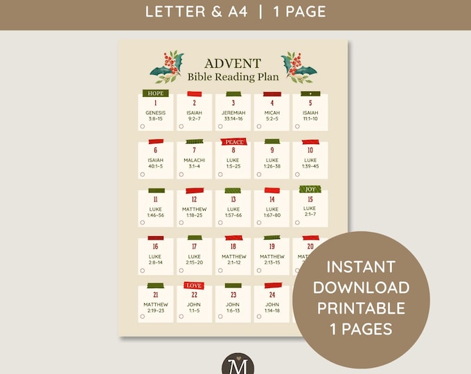 Printable Advent Reading Plan - Etsy Canada