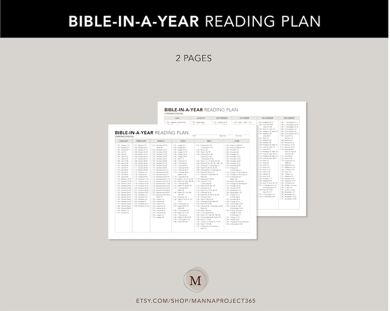 Chronological Bible-in-a-year Reading Plan, One Year Bible Reading ...
