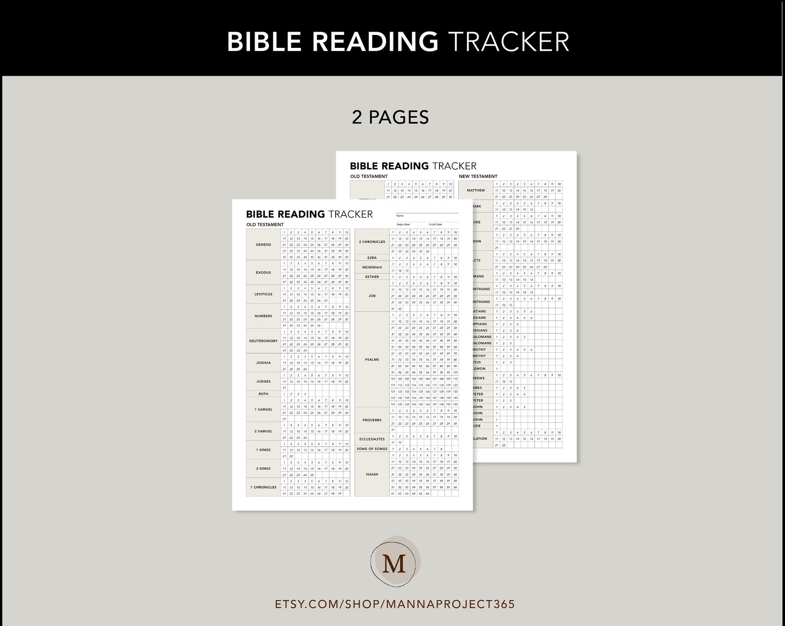 Bible Reading Tracker, Bible in a Year, Bible Study Planner, Bible ...