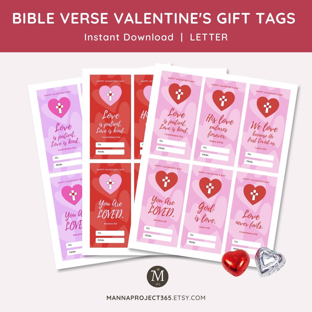 Christian Valentine Gift Tags Printable, Bible Verse Valentine Tags ...