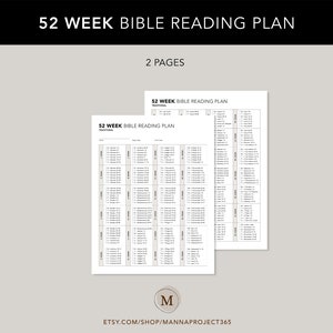 Traditional 52 Week Bible Reading Plan, 52 Week Bible Reading by Book ...
