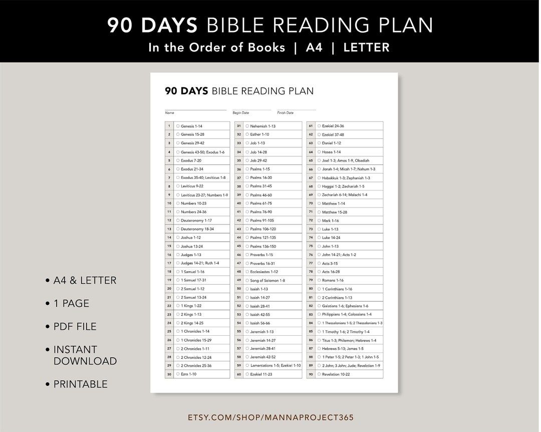 90 Days Bible Reading Plan, Bible in 90 Days, 3 Month Bible Reading ...