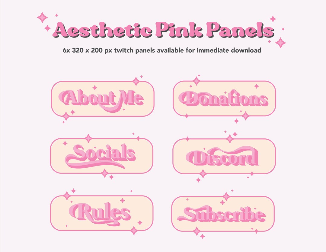 6x Aesthetic Pink Twitch Panels - Baby Pink Sparkle Aesthetic Panels ...