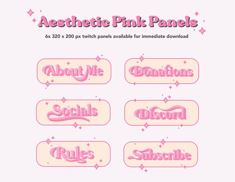 6x Aesthetic Pink Twitch Panels - Baby Pink Sparkle Aesthetic Panels ...
