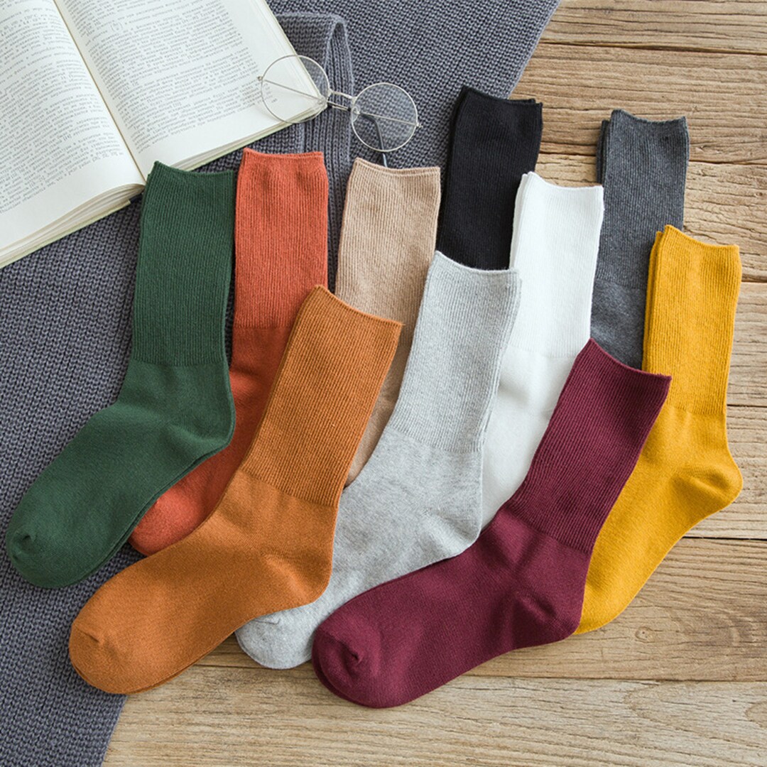 Cotton Socks, Pure Color Cotton Women's Socks, 10 Pairs Soft and ...