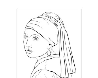 Color Printable Poster Girl With a Pearl Earring Printable - Etsy