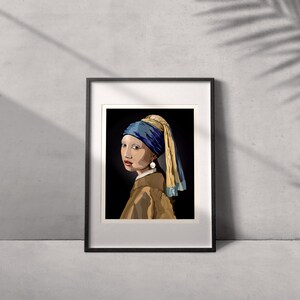 Color Printable Poster, Girl With a Pearl Earring, Printable Color Wall ...