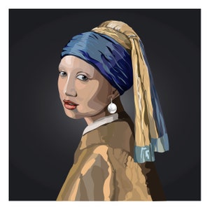 Color Printable Poster, Girl With a Pearl Earring, Printable Color Wall ...