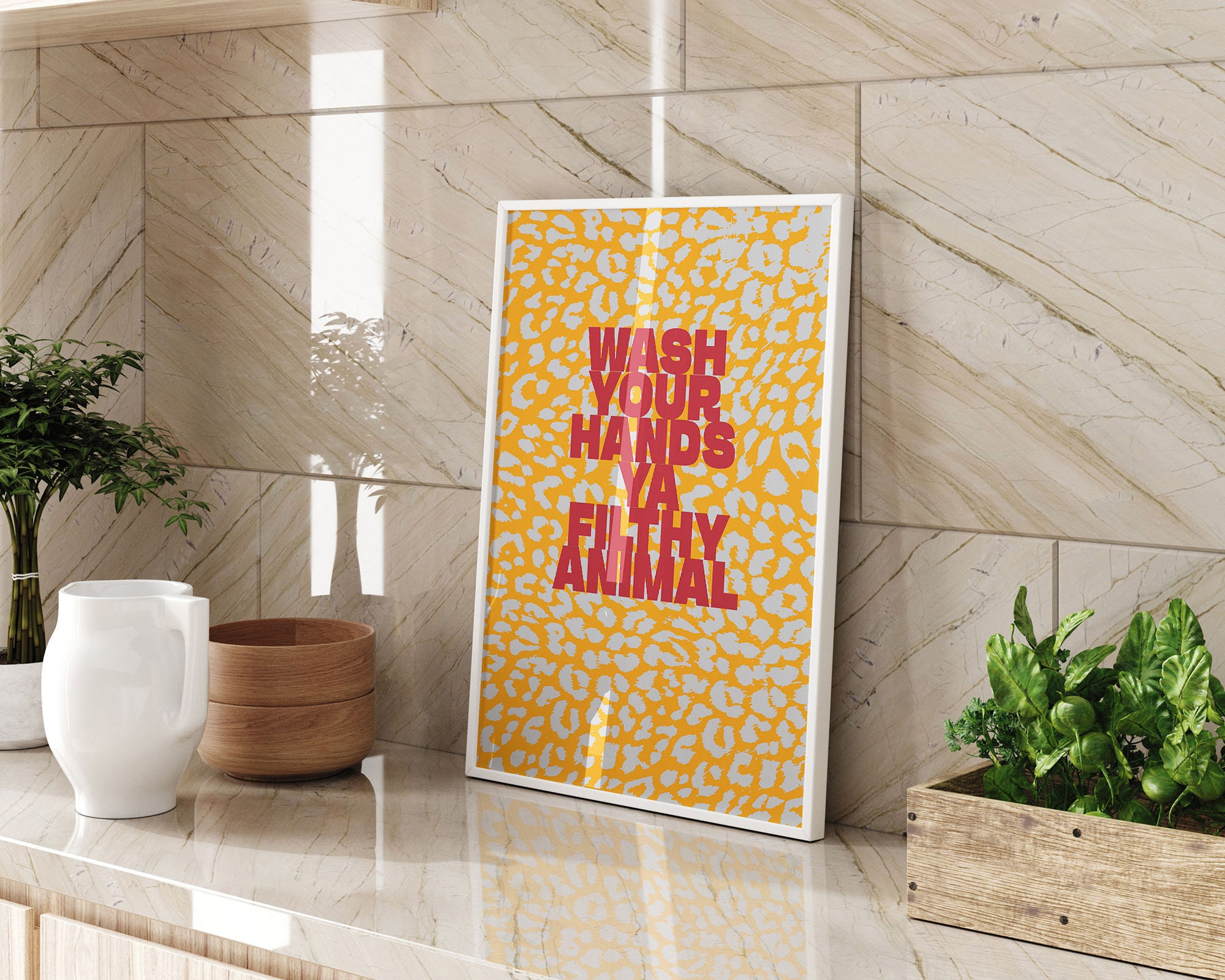 Filthy Animal Home Alone Quote Leaopard Printed Wall Art A3/A4 Framed ...