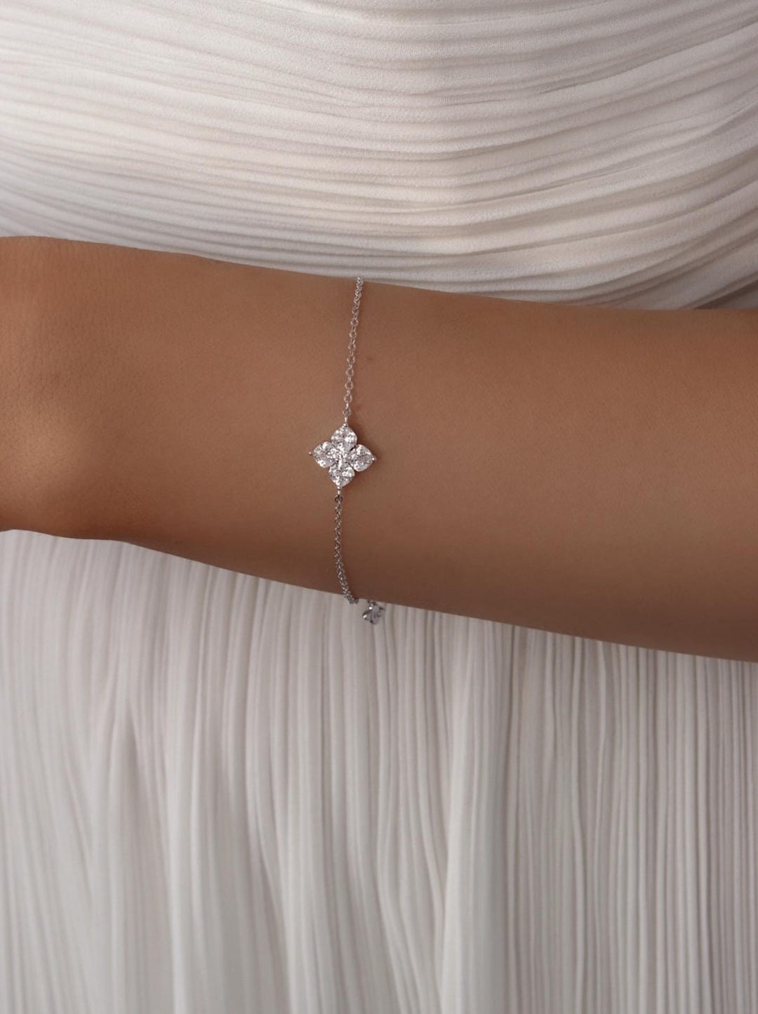 Mini Crystal Hydrangea Bracelet White Gold Plated CZ Sparkly - Etsy
