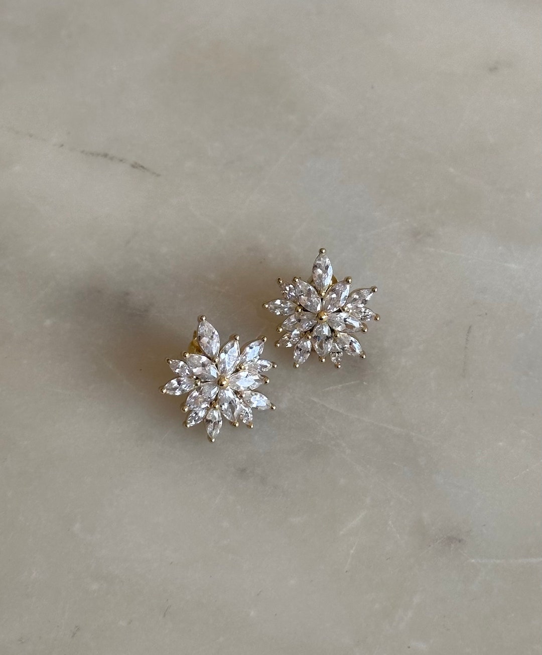 JULIA CZ 14K Gold Plated Sparkle Earrings Bridesmaids - Etsy