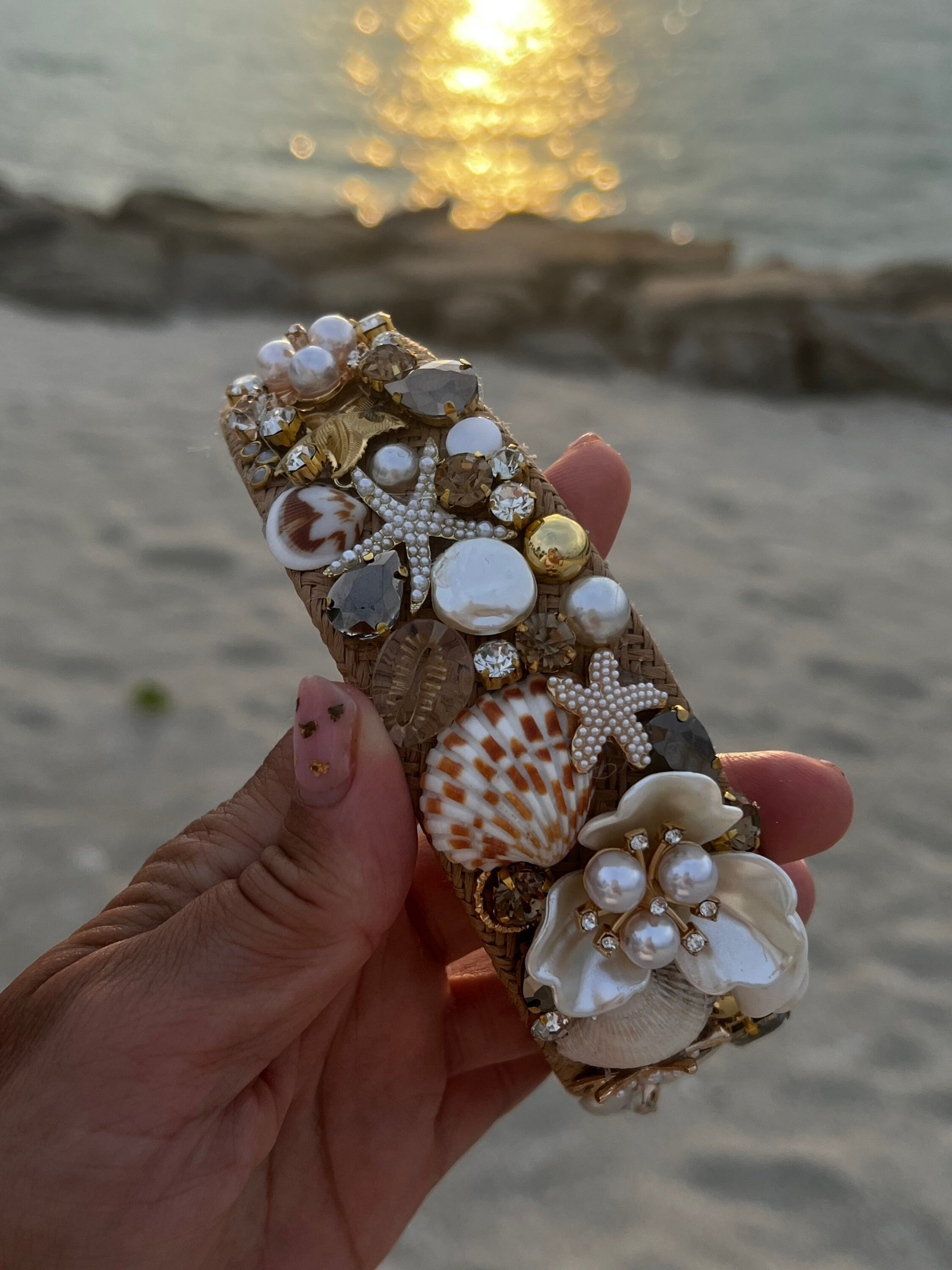 Shell Headband, Beachwear, Embellished Headband, Rhinestone, Crystal ...