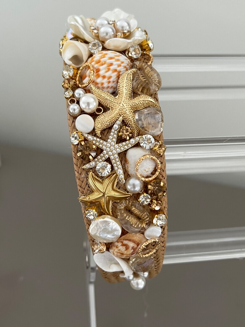 Shell Headband, Beachwear, Embellished Headband, Rhinestone, Crystal ...