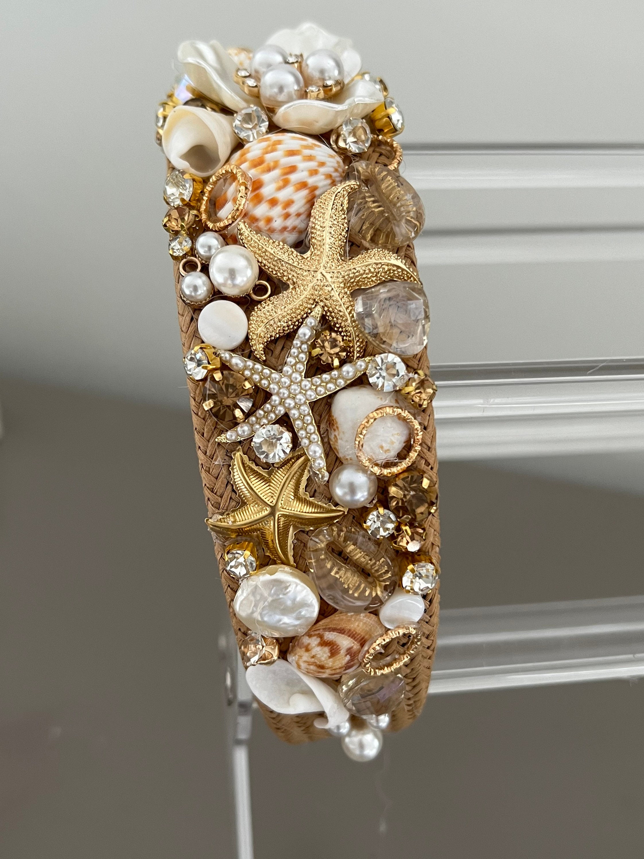 Shell Headband, Beachwear, Embellished Headband, Rhinestone, Crystal ...