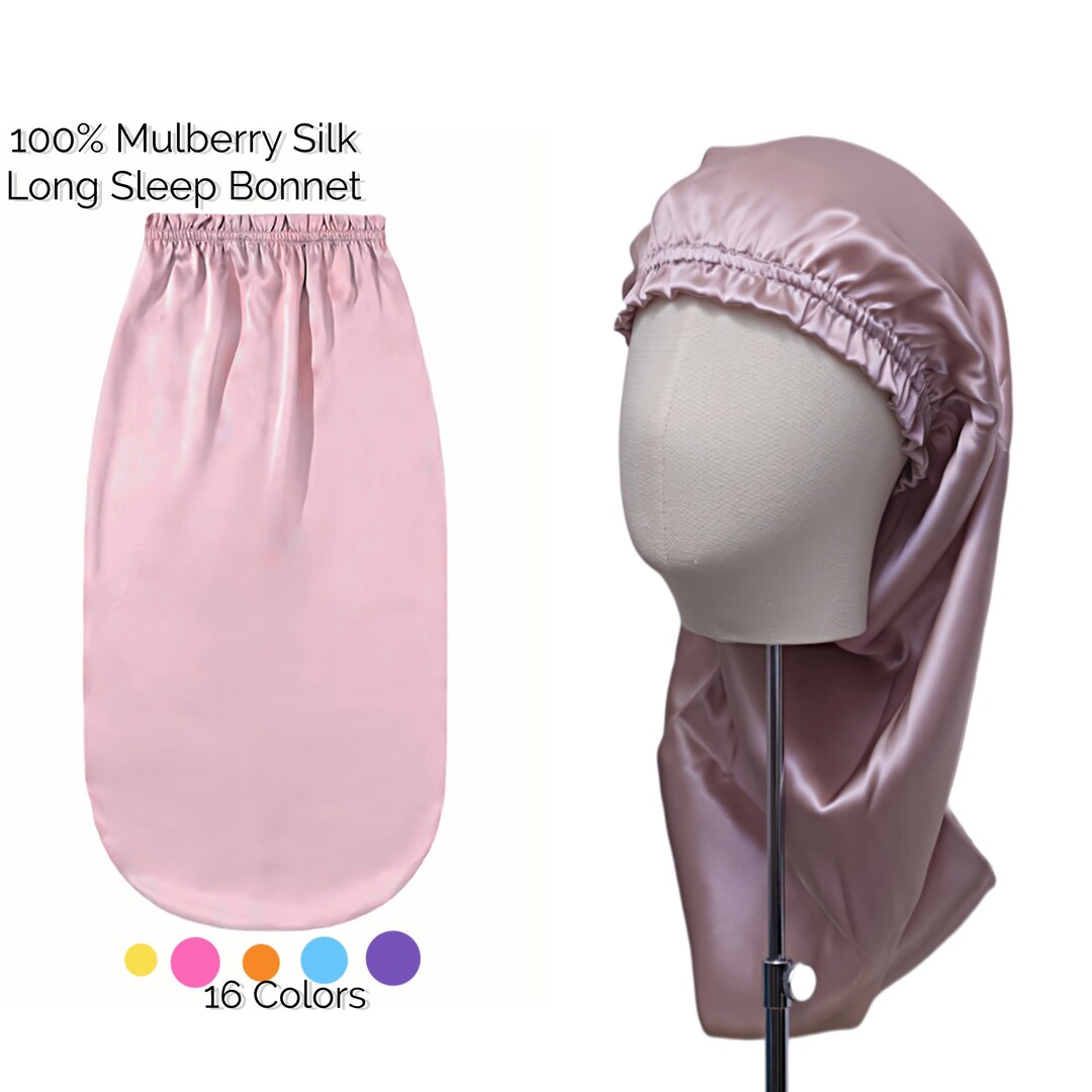 Luxury Pure Silk Long Bonnet Caps for Braids and Long Hair, Women ...