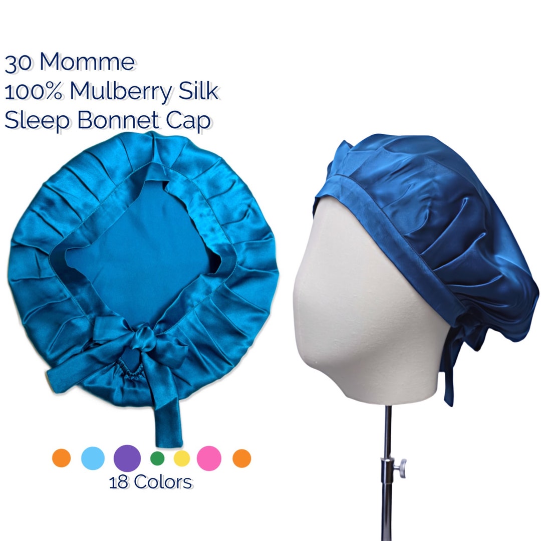 30 Momme Silk Sleep Bonnet Cap, 6A Grade 100% Mulberry Silk Night Cap ...