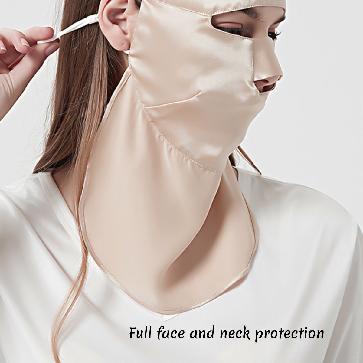 19 Momme Mulberry Silk Face Mask Full Protection Neck Gaiter UV ...