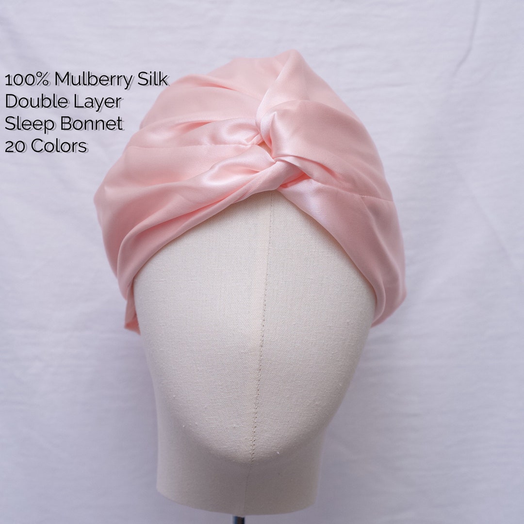 Twisted Sleep Bonnet Double Layer Silk Sleep Cap Sleeping Nightcap Hair ...