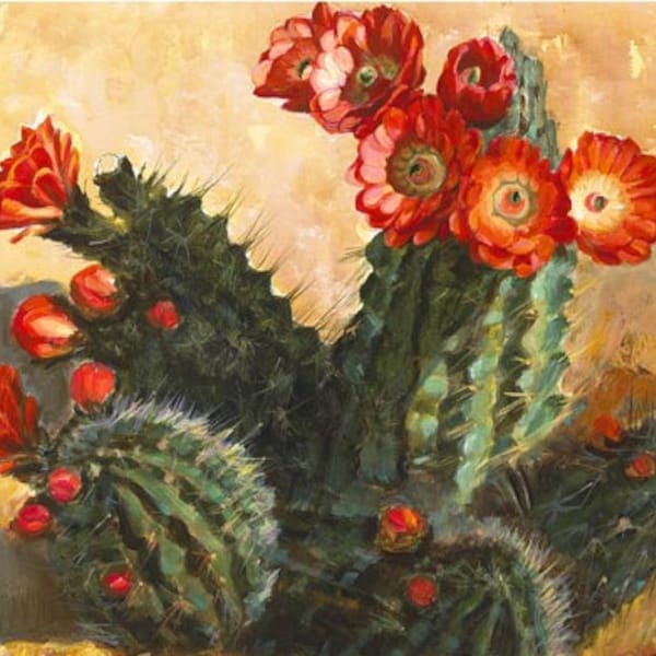 Blooming Cactus - Etsy