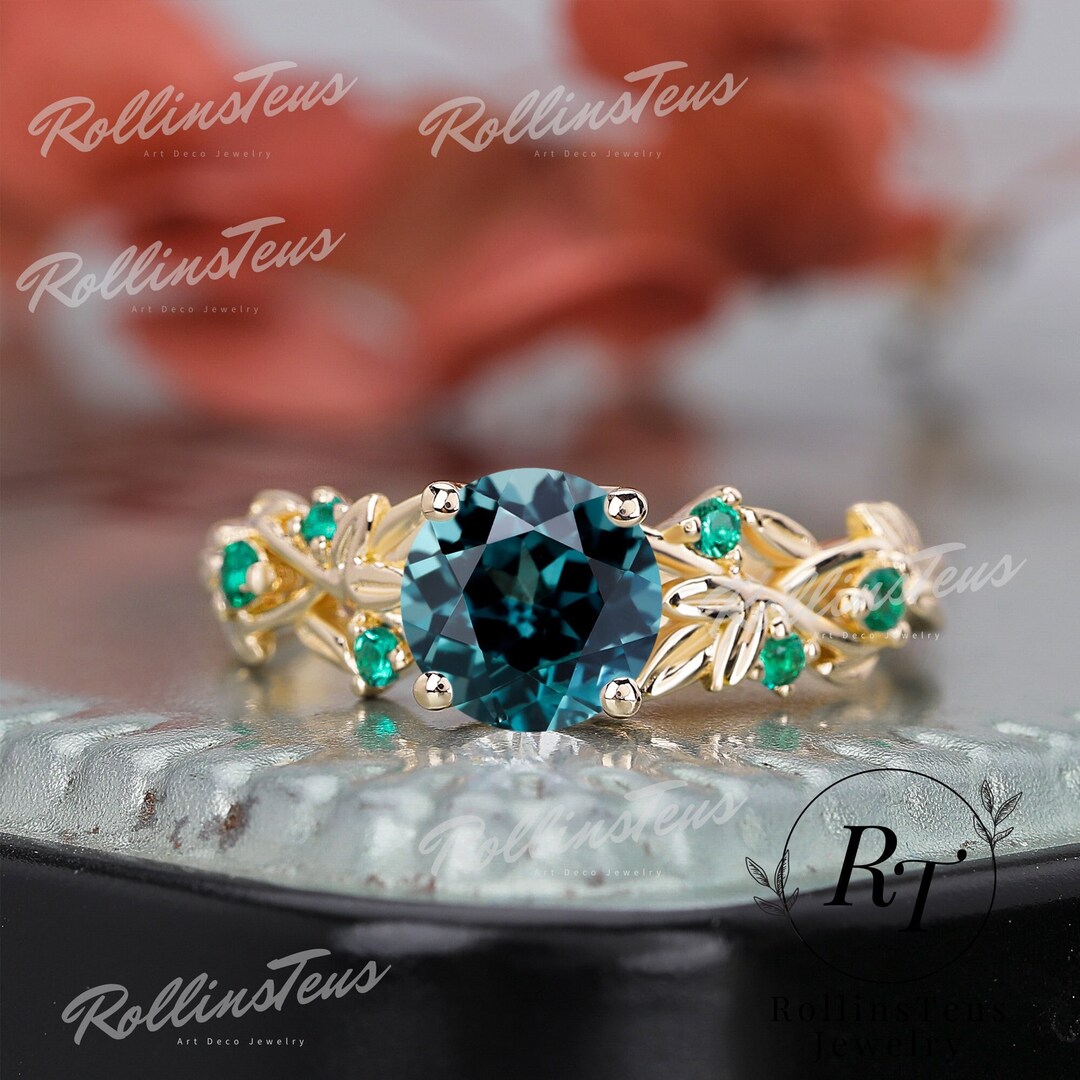 Round Cut Teal Sapphire Engagement Ring Twist Ring Anniversary Gifts ...