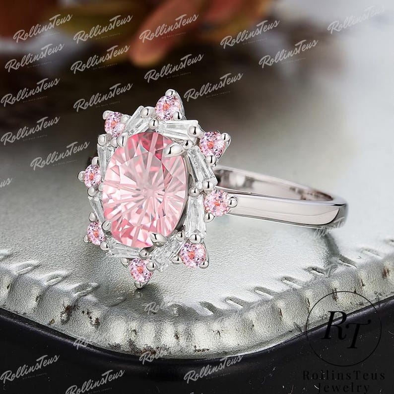 Unique Firework Cut Lab Pink Sapphire Engagement Ring Unique Pink ...