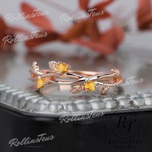 Natural Citrine Ring Wedding Band Three Stones Matching Ring Natural ...