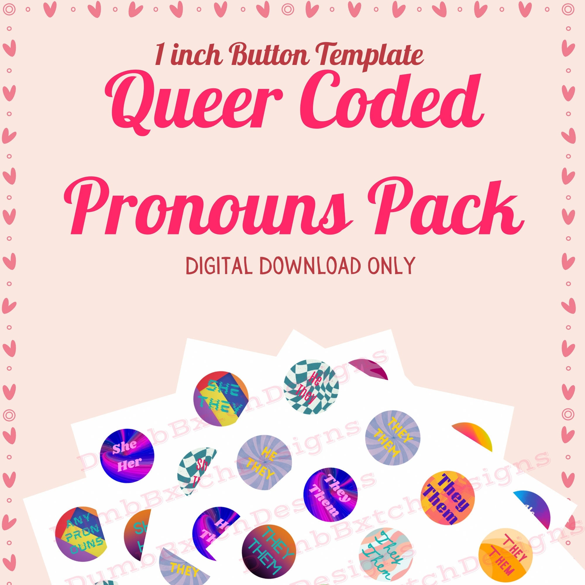 Queer Coded Pronoun Pins Template (digital Download) - Etsy