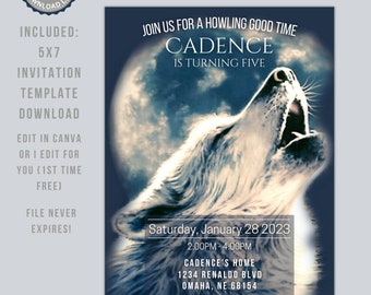 Wolf Party Invite Digital - Etsy