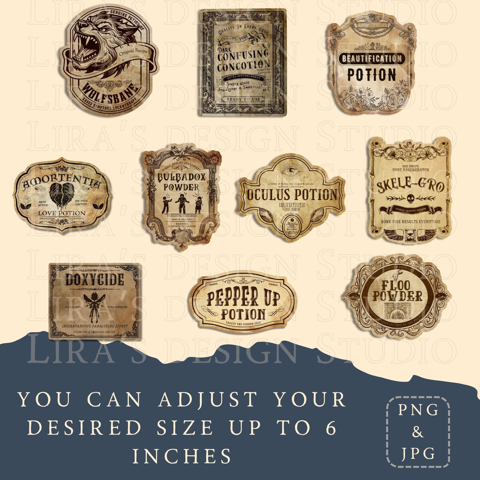 Handmade Labels, Potion Bottle Labels, Wizard Party Decoration ...