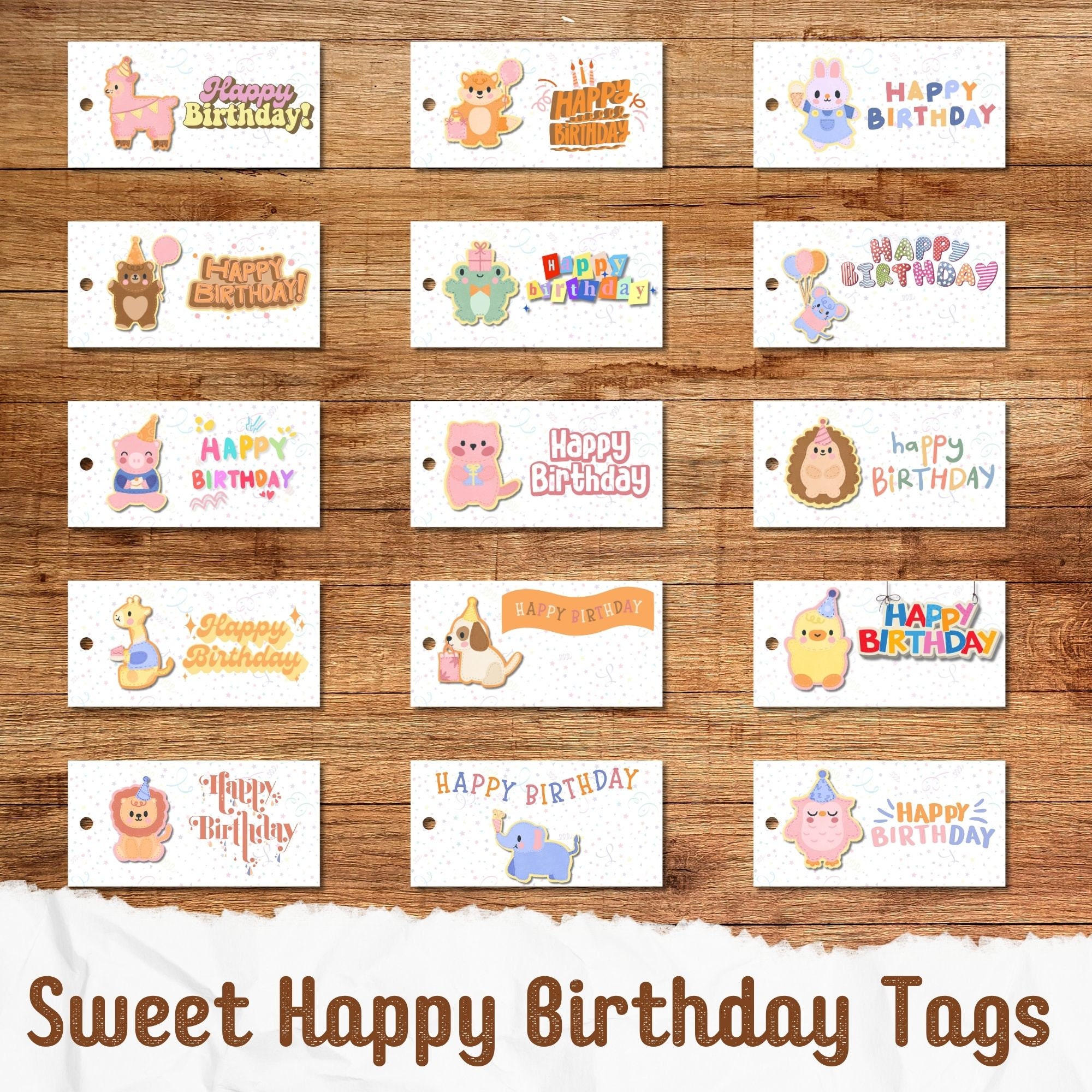 Cute Animals Birthday Card, Printable, Kids Birthday Card, Instant ...