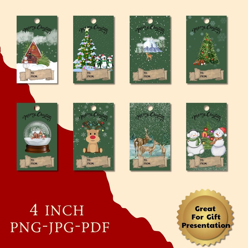 Christmas Favor Tags, Holiday Gift Tags, Christmas Tag, Printable Favor ...