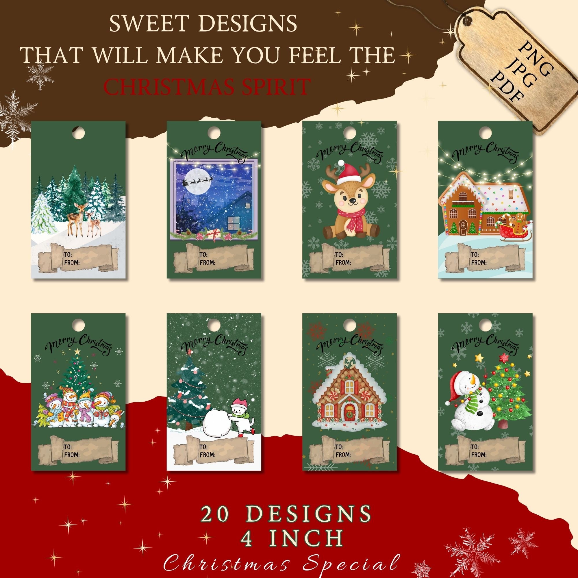 Christmas Favor Tags, Holiday Gift Tags, Christmas Tag, Printable Favor ...