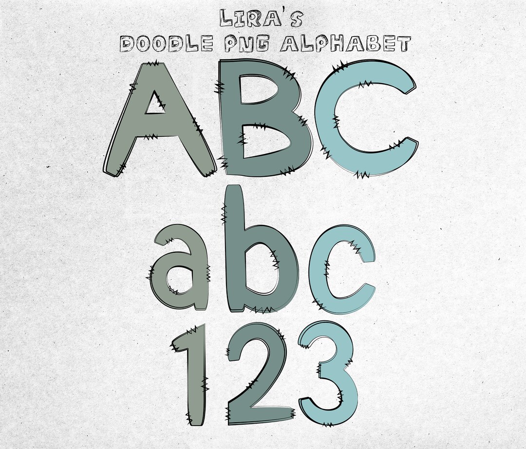 Doodle Png Alphabet, Letters, Alphabet PNG Bundle, Sublimation Set ...