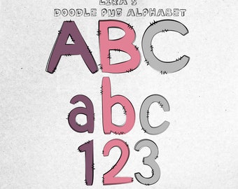 Doodle Png Alphabet, Letters, Alphabet PNG Bundle, Sublimation Set ...