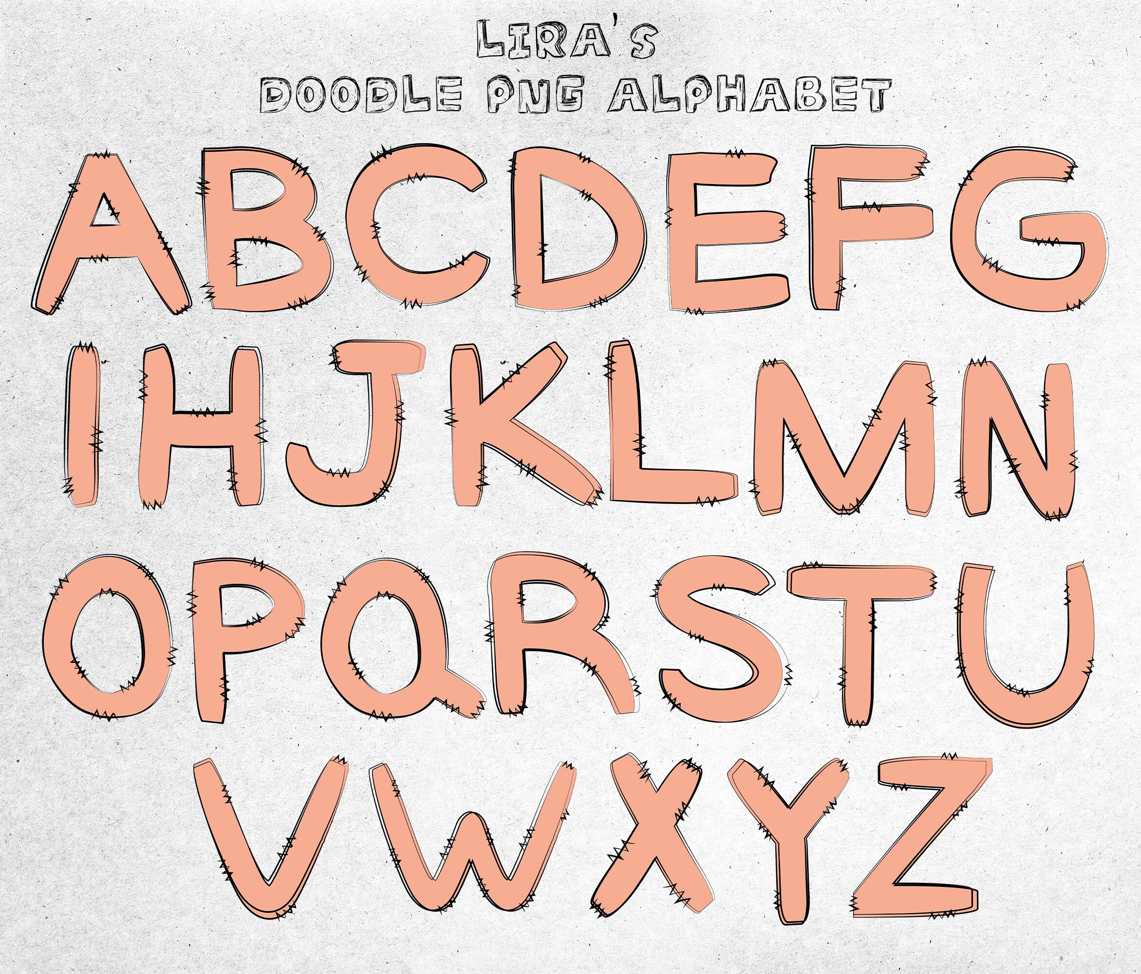 Doodle Png Alphabet, Letters, Alphabet PNG Bundle, Sublimation Set ...