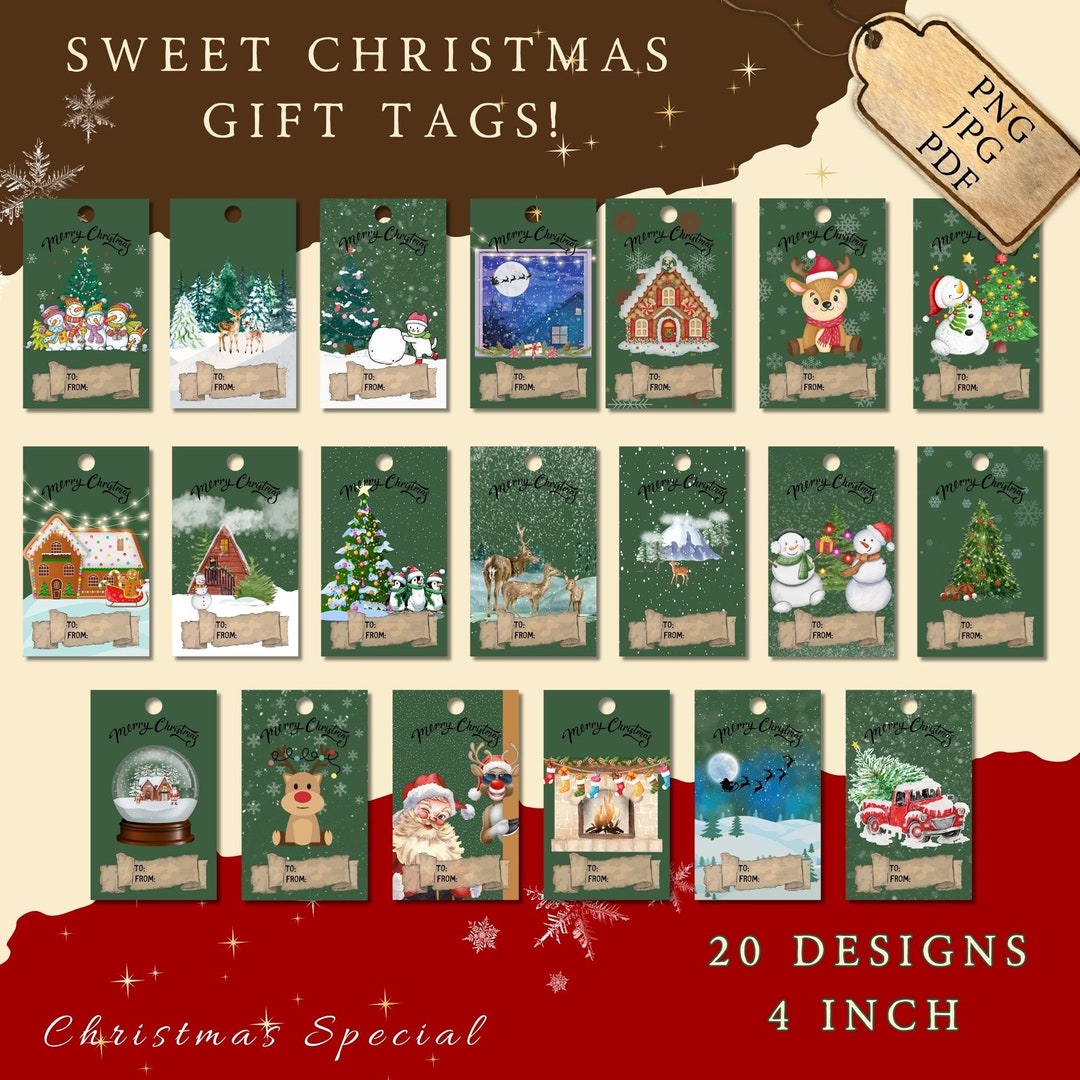 Christmas Favor Tags, Holiday Gift Tags, Christmas Tag, Printable Favor ...