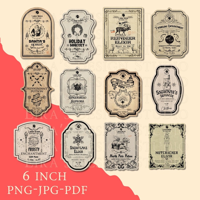 Christmas Potion Labels, Apothecary Labels, Digital Stickers, Christmas ...
