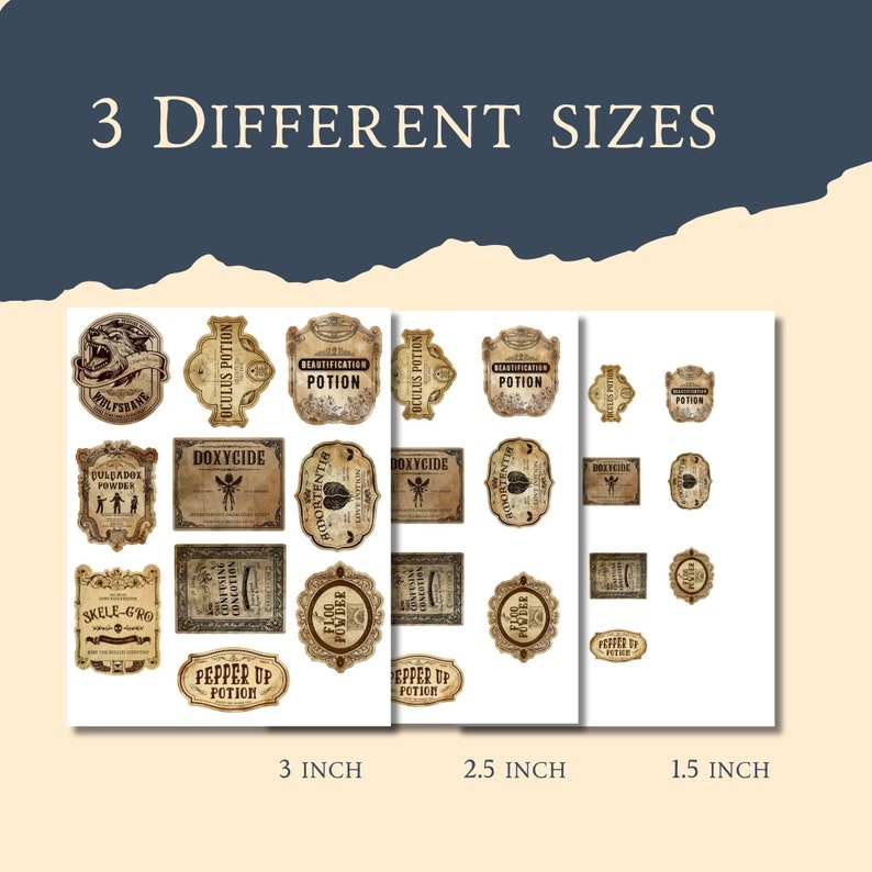 Handmade Labels, Potion Bottle Labels, Wizard Party Decoration ...