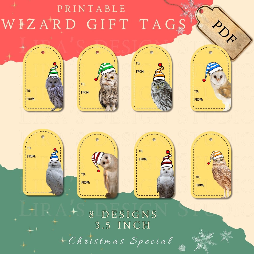 Christmas Owl Gift Tags Magical Theme Wizard Birthday Party - Etsy