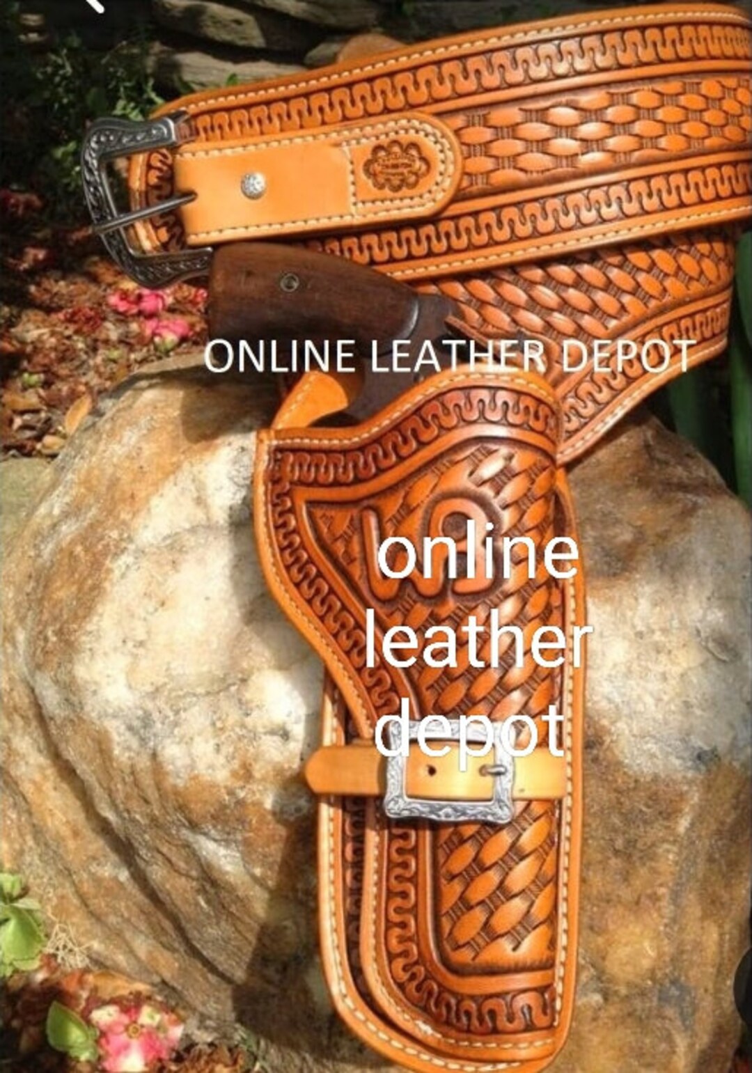 Cowboy Vintage Leather Ammo Rigs Basket Tooled Design Pistol Revolver ...